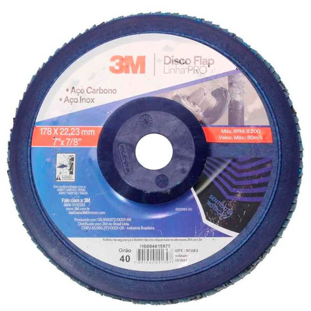 Disco Flap PRO 178mm #40 Plástico - 3M HB004615975 - Felap Máquinas e ...